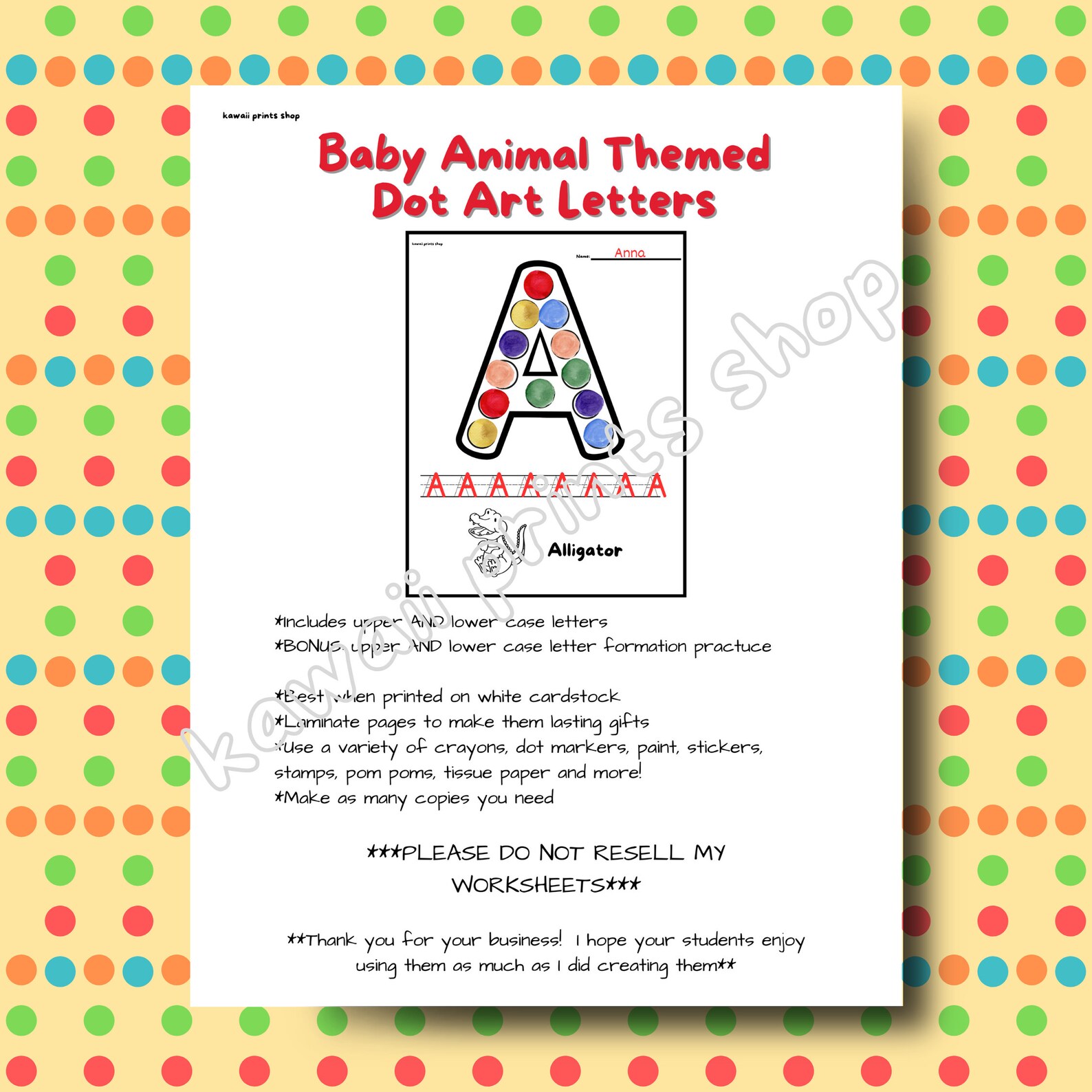 Zoo Animal Dot Art Alphabet, Upper Case Letter Formation, Lower Case ...