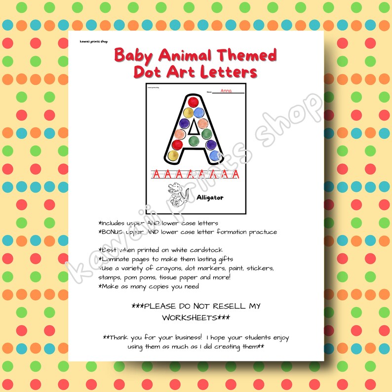 Zoo Animal Dot Art Alphabet, Upper Case Letter Formation, Lower Case ...