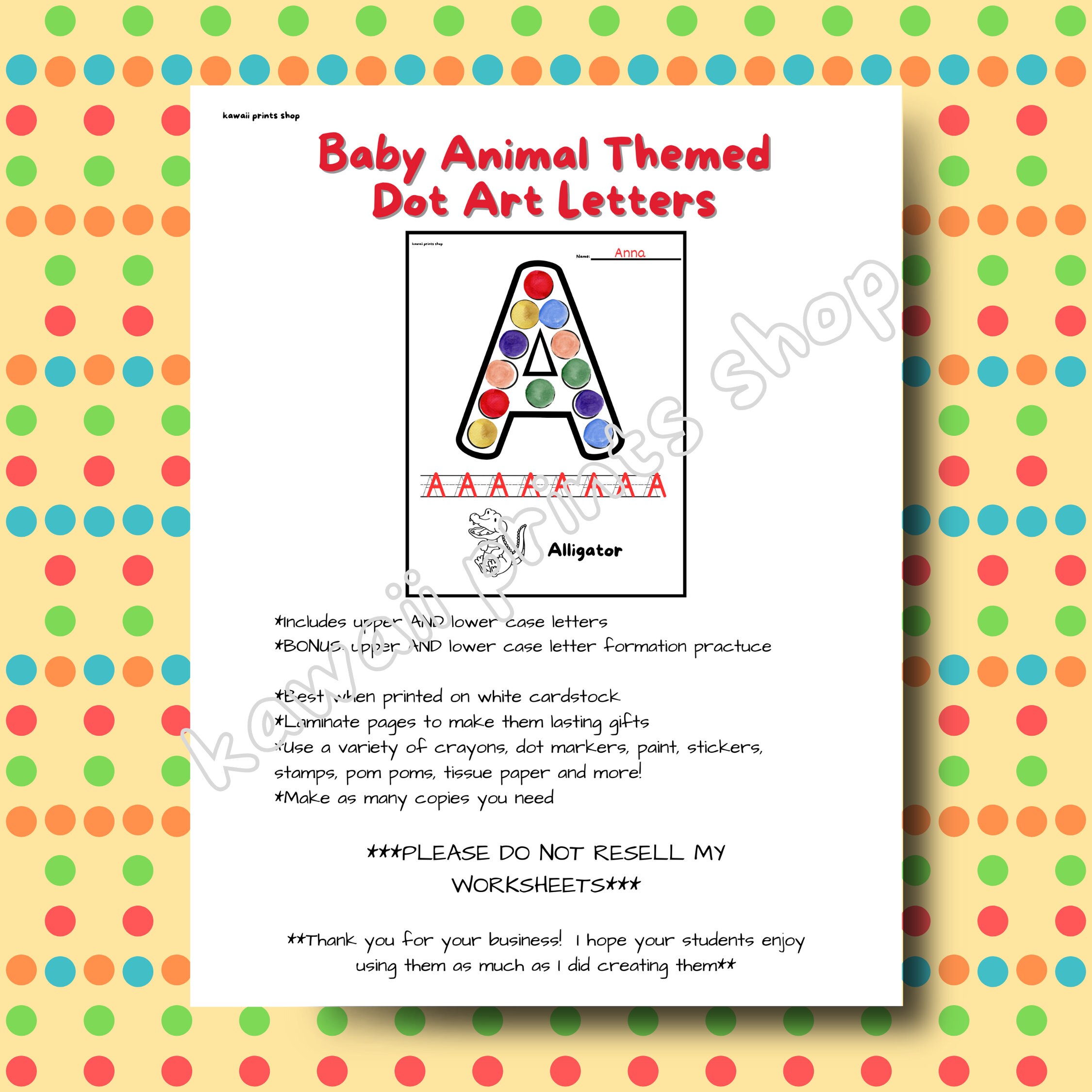 Zoo Animal Dot Art Alphabet, Upper Case Letter Formation, Lower Case ...