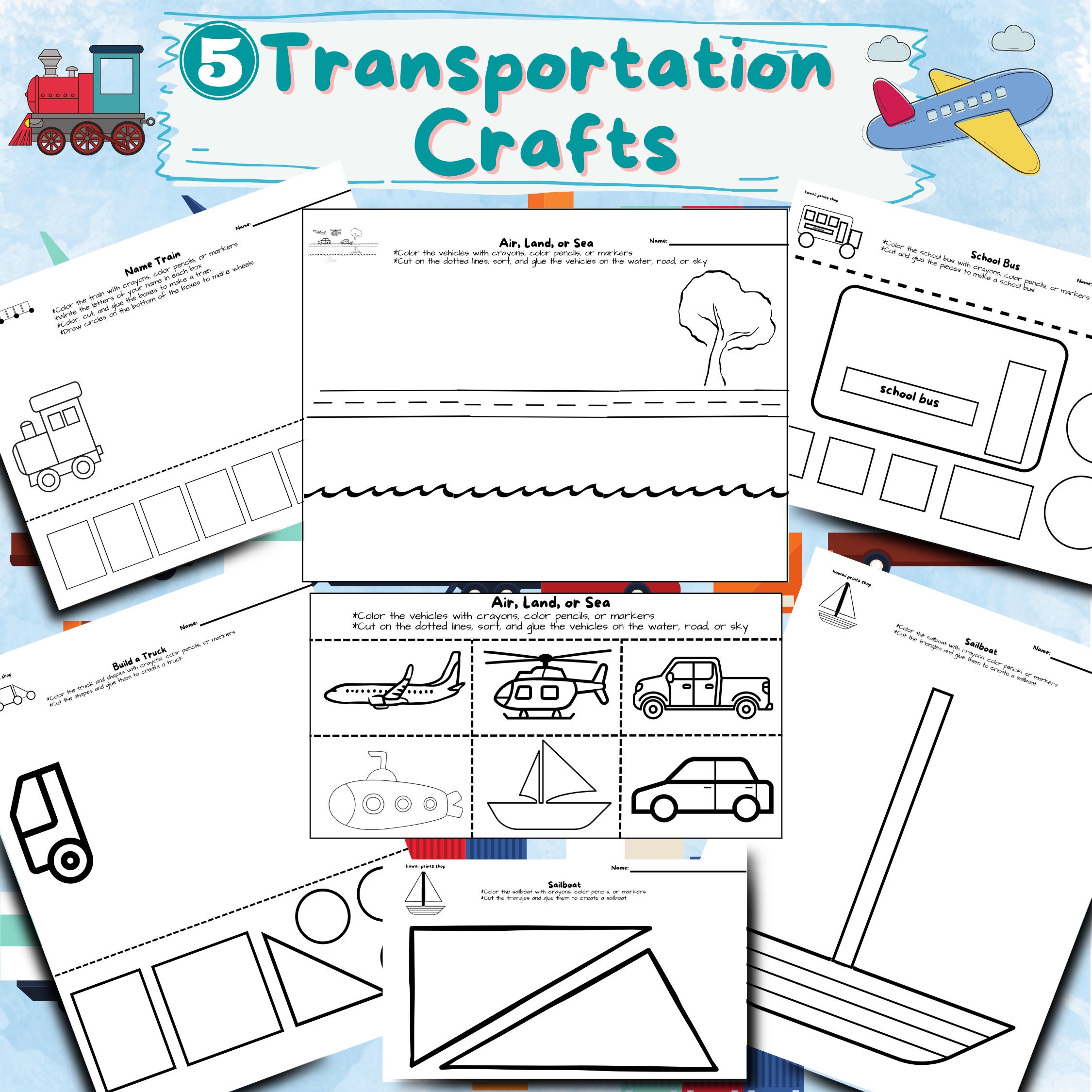 Transportation Preschool Activity, Kids Craft, Alphabet Handwriting ...