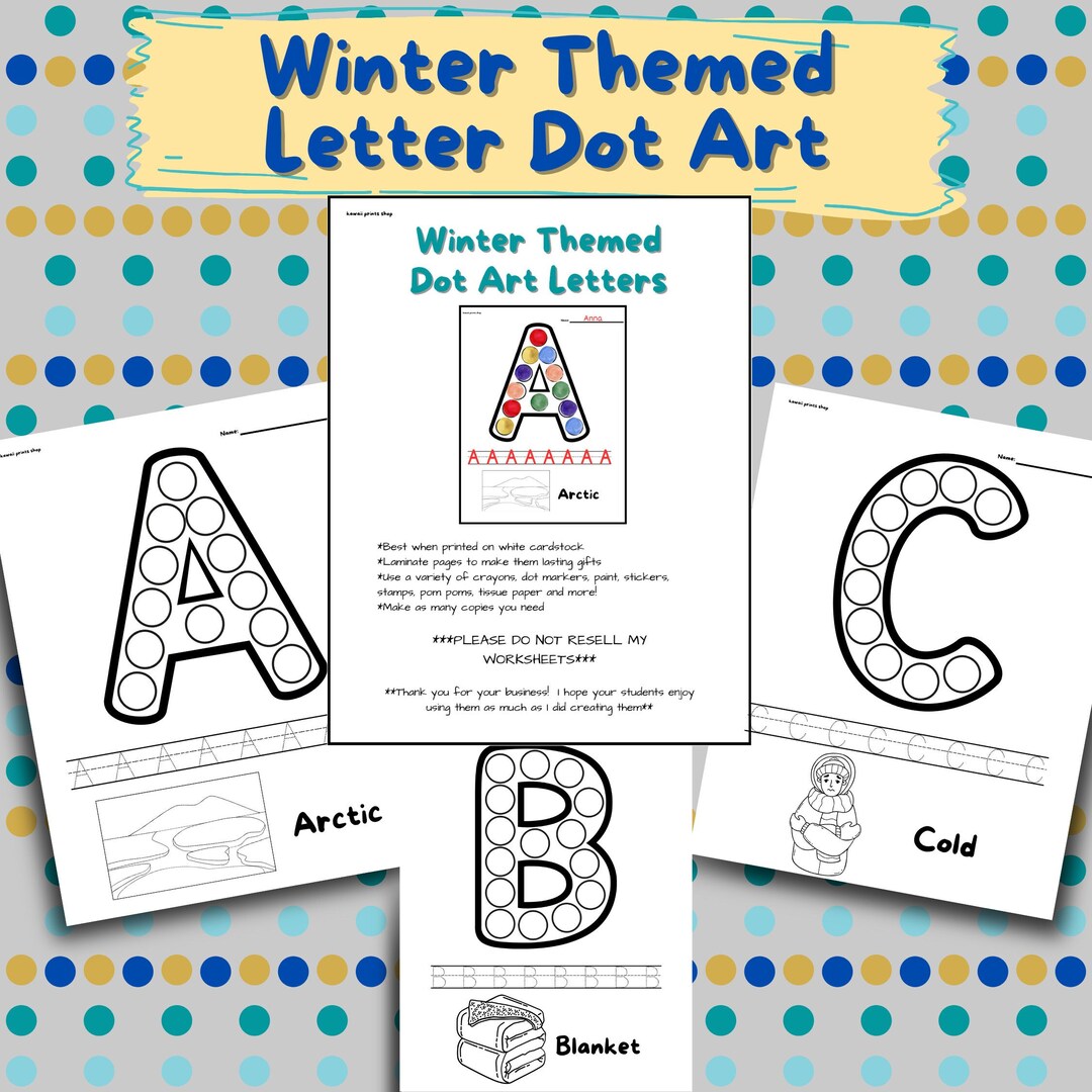 Winter Theme Dot Art Alphabet, Upper Case Letter Formation Tracing ...