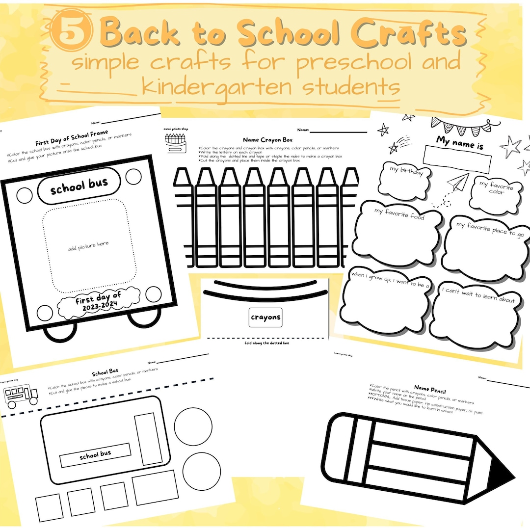 BACK to SCHOOOL Crafts for Kids, First Day of School, Preschool Prints ...