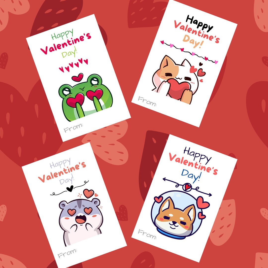 Valentine's Day Cards for Kids Class Party Favor, Printable Cards for ...