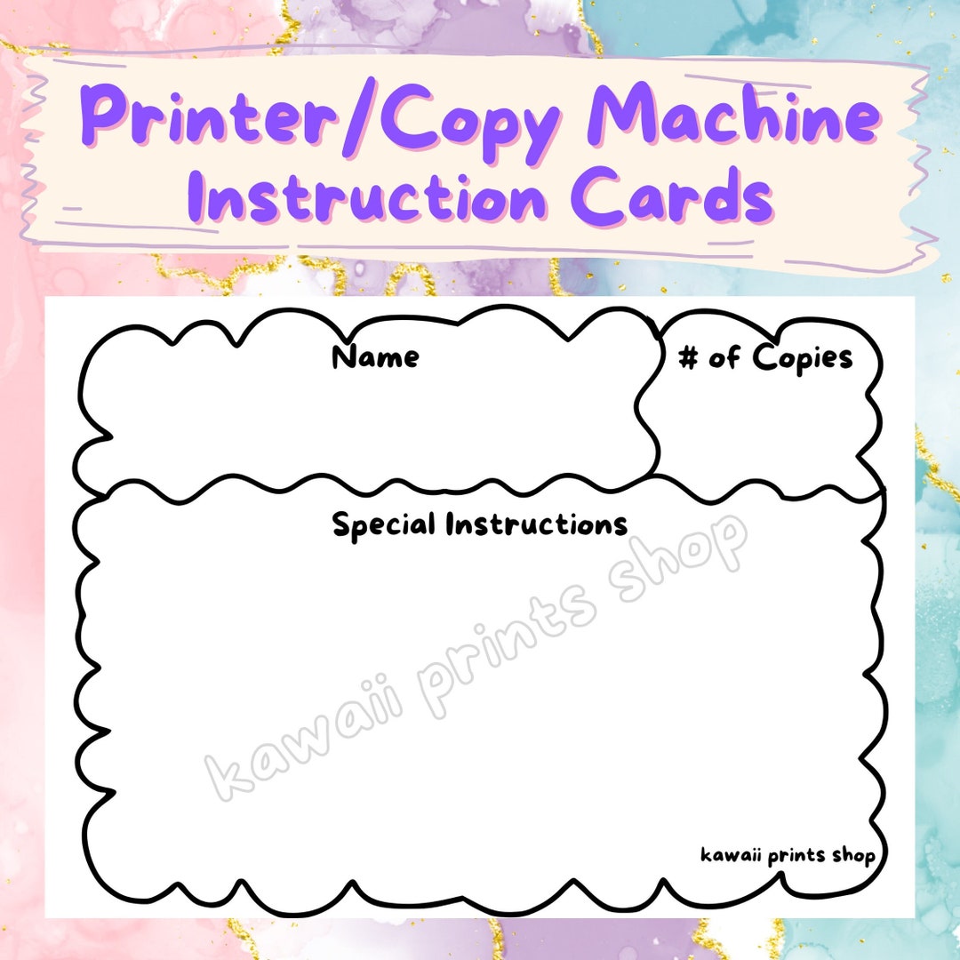 School Note Card, Copy Machine Instruction Card, Office Supplies, Note ...