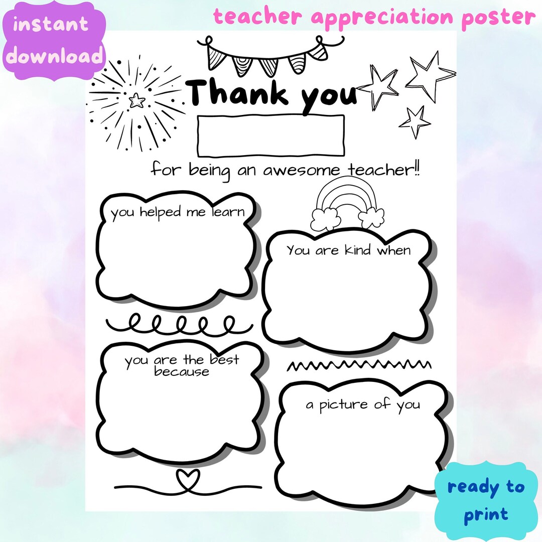 Teacher Appreciation Gift From Student, Thank You Teacher Coloring and ...