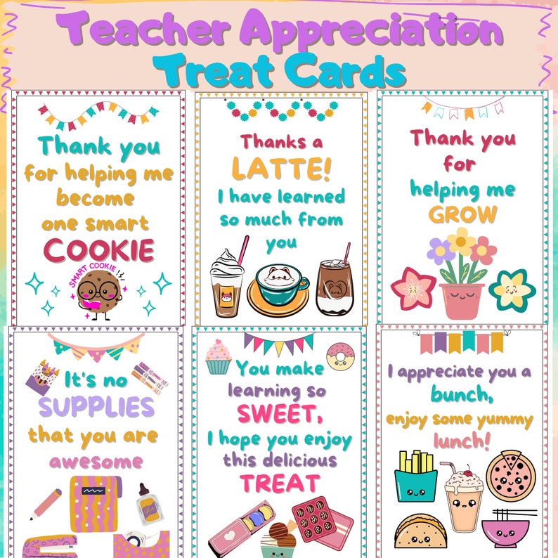 Teacher Appreciation Gift Tags, Teacher Gift From Student, Treat Tag ...