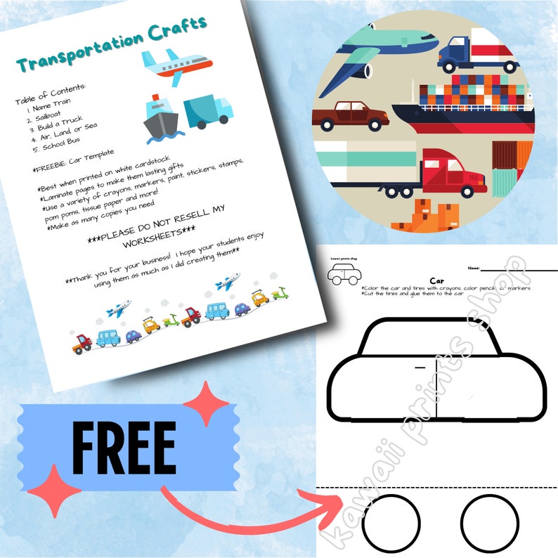 Transportation Crafts, Vehicle Worksheets, Name Train, Truck Prints ...
