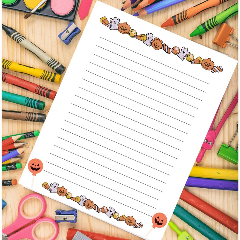 HALLOWEEN FALL Printable Lined Paper, Pumpkin Ghost Trick or Treat ...