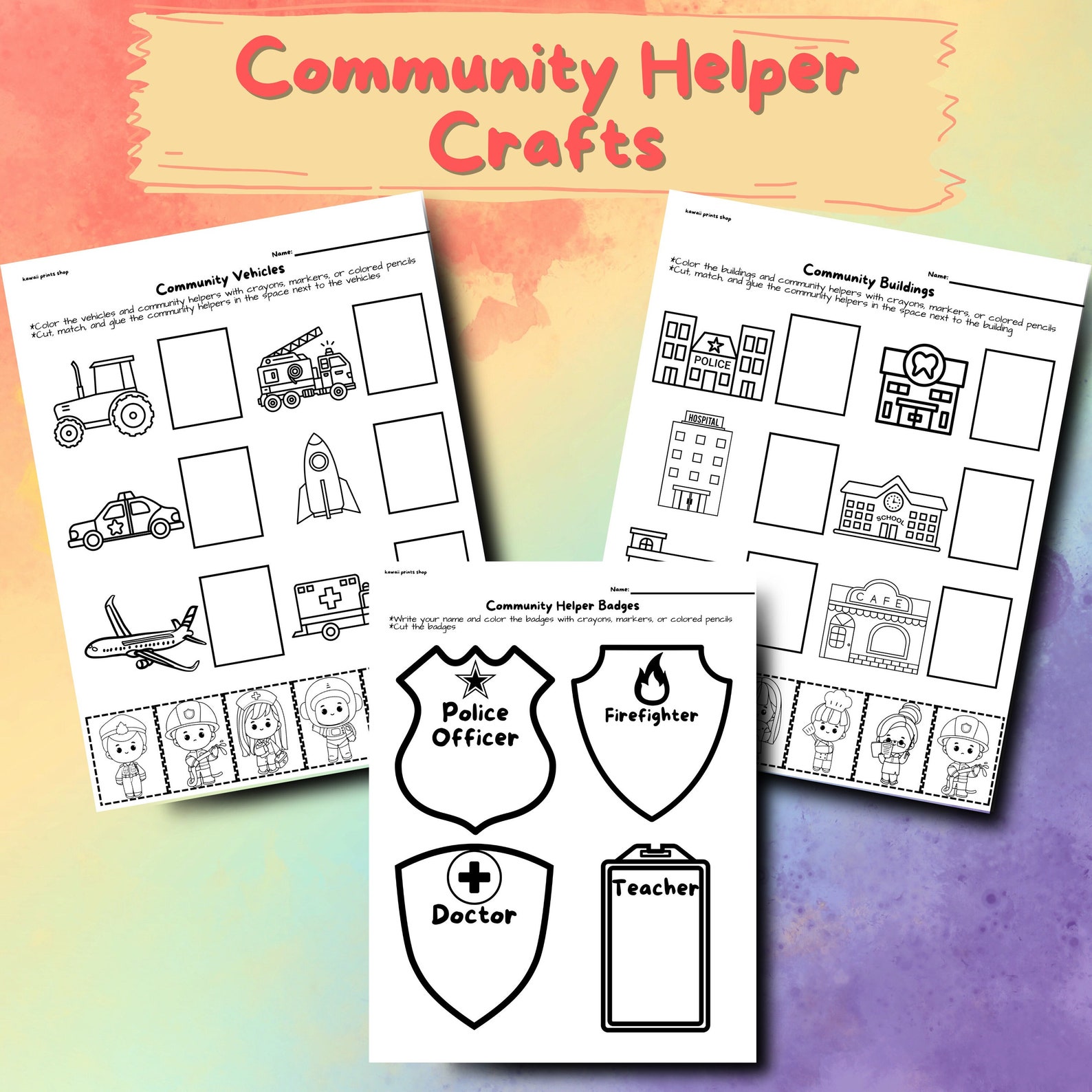 Community Helpers Crafts, Career Day Preschool Printables, Kindergarten ...