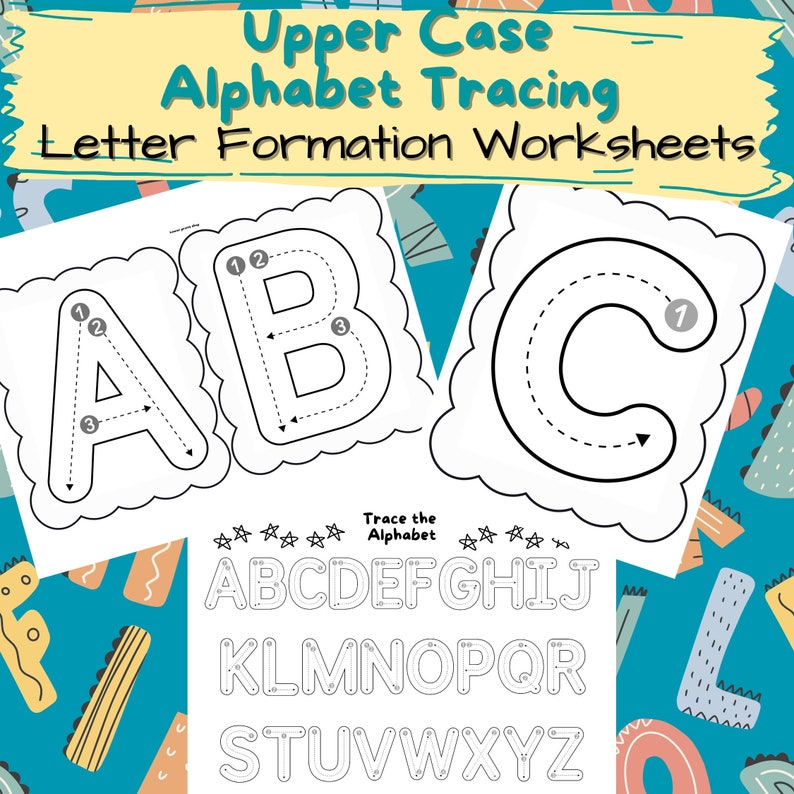 Upper Case Letter Formation Alphabet Tracing, Handwriting Font ...