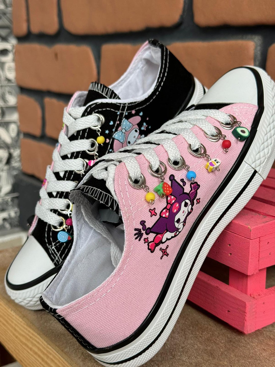 Cute Kuromi Patterned Half Converse Sneakers Custom Design - Etsy