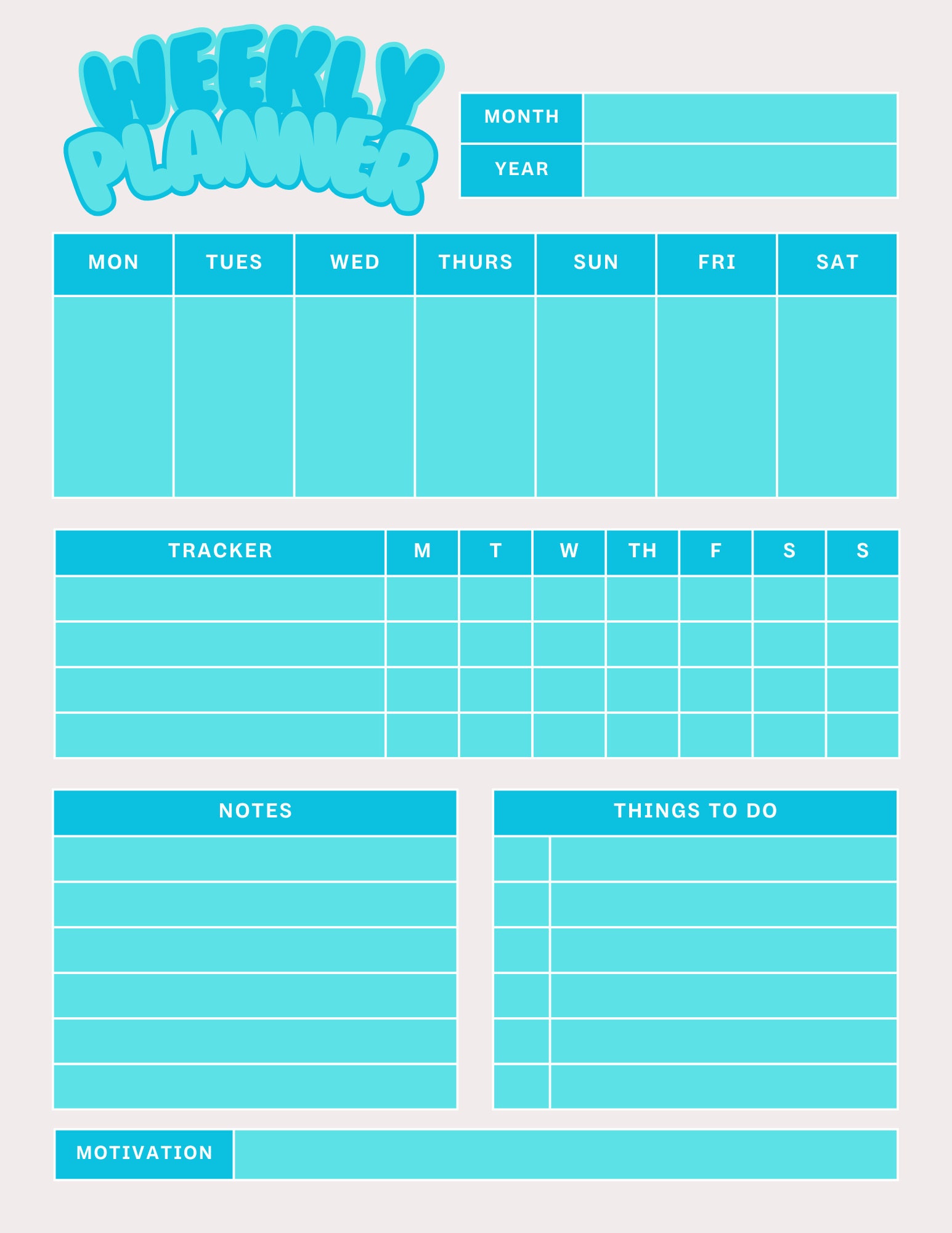 Colorful Weekly Planner, Printable Weekly Planner, Goodnotes Planner - Etsy