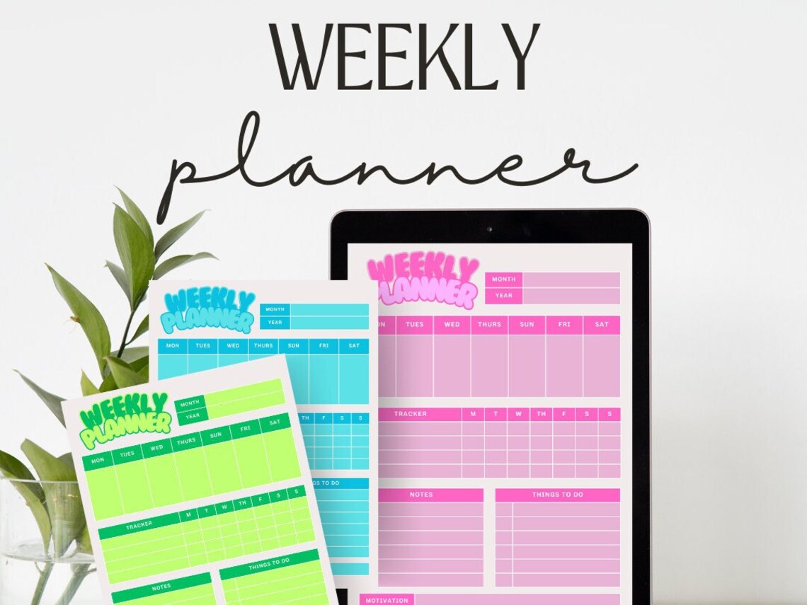Colorful Weekly Planner, Printable Weekly Planner, Goodnotes Planner - Etsy