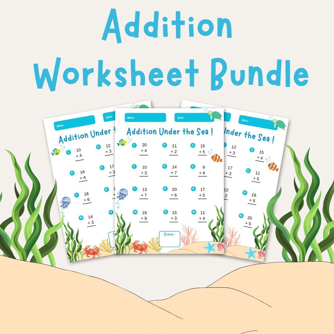 Addition Worksheet Bundle - Etsy