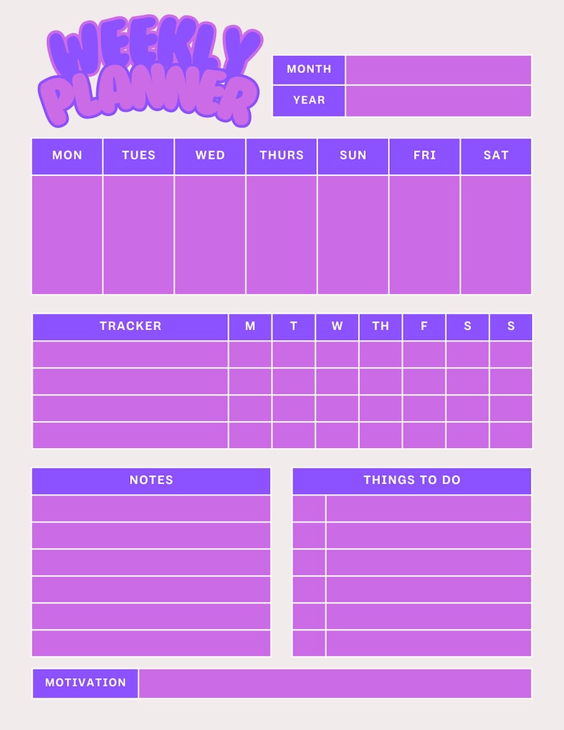 Colorful Weekly Planner, Printable Weekly Planner, Goodnotes Planner - Etsy
