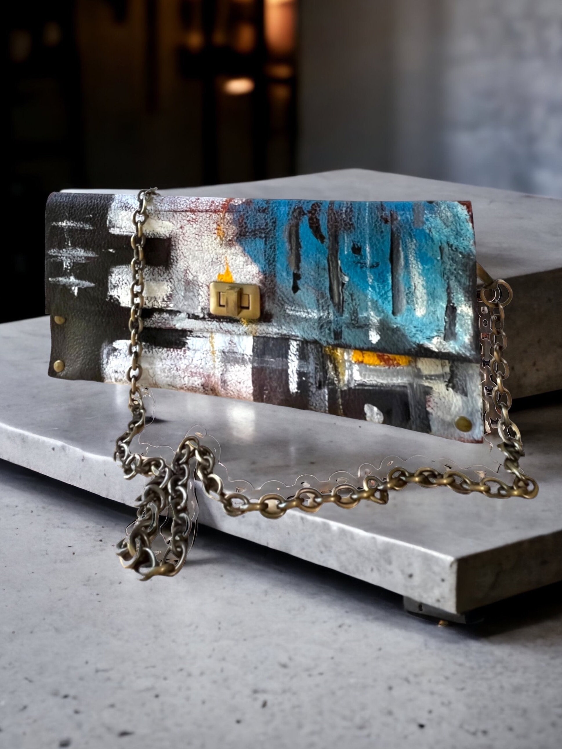 Hand Painted, One of a Kind Clutch, Crossbody Unique Clutch, Leather ...