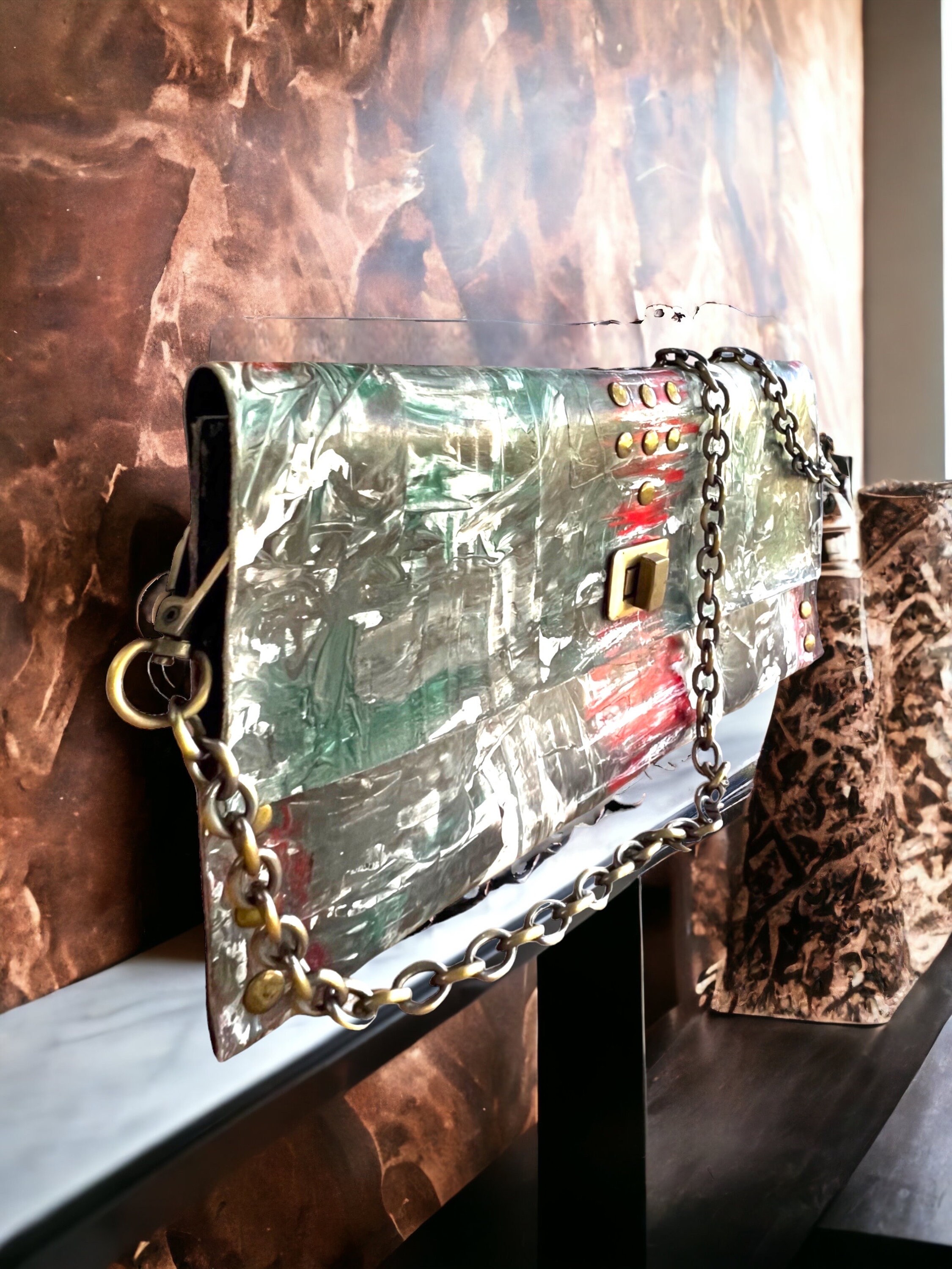 Hand Painted, One of a Kind Clutch, Crossbody Unique Clutch, Leather ...