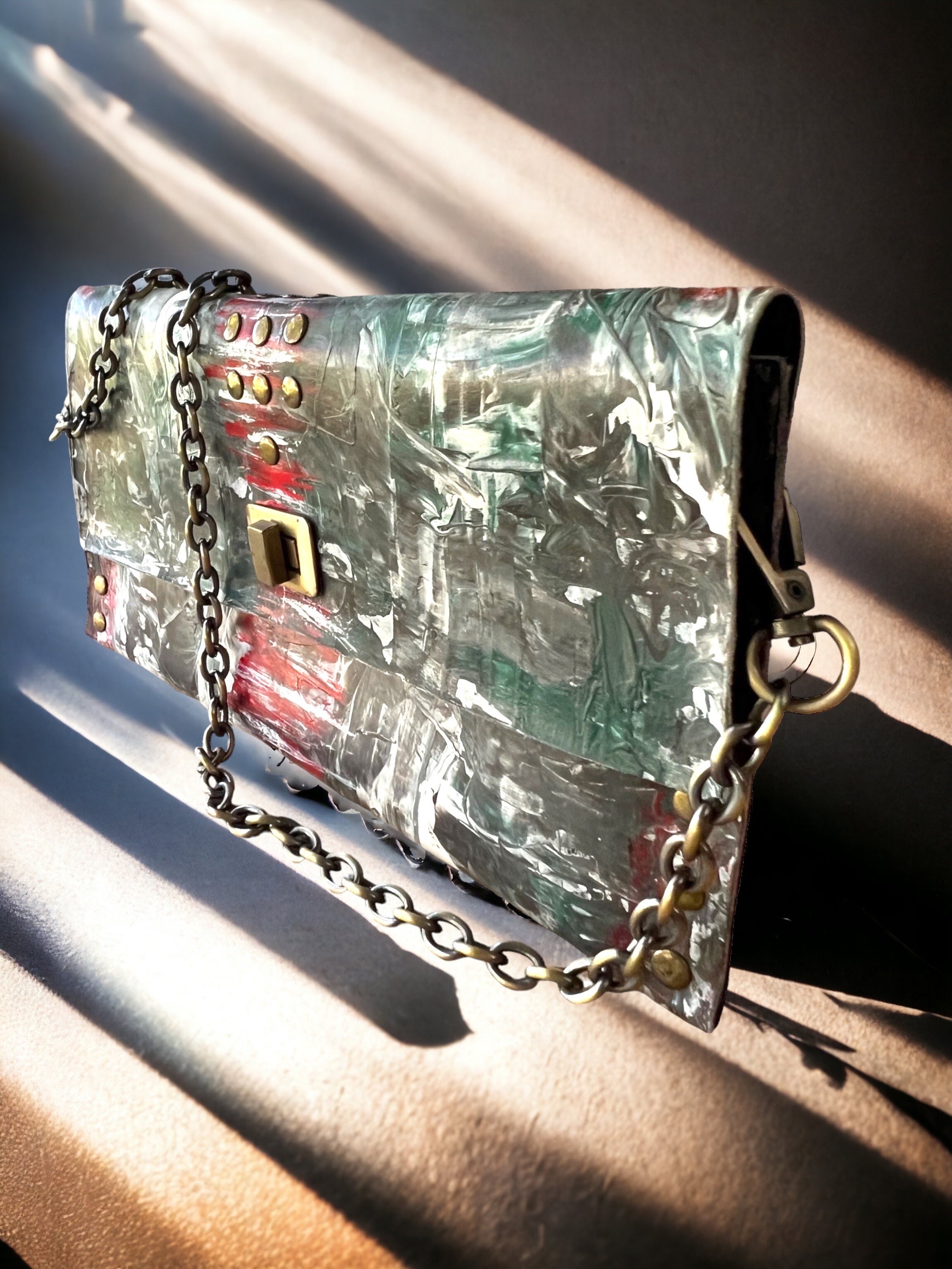 Hand Painted, One of a Kind Clutch, Crossbody Unique Clutch, Leather ...