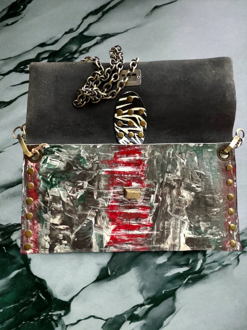 Hand Painted, One of a Kind Clutch, Crossbody Unique Clutch, Leather ...
