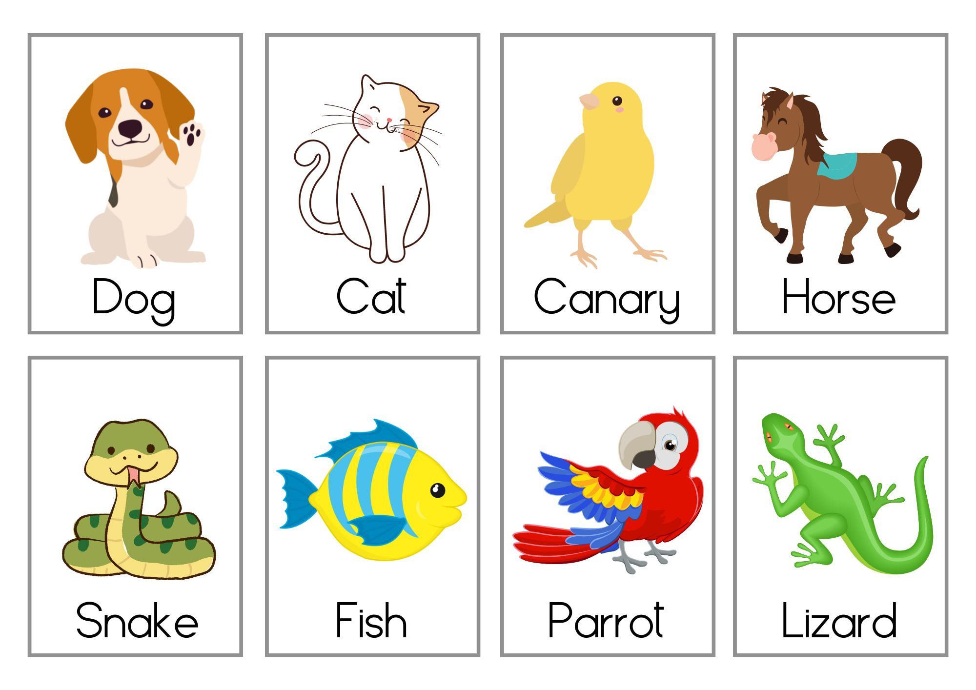 16 Printable Pet Animals Flashcard Cute Montessori Toys Learning ...