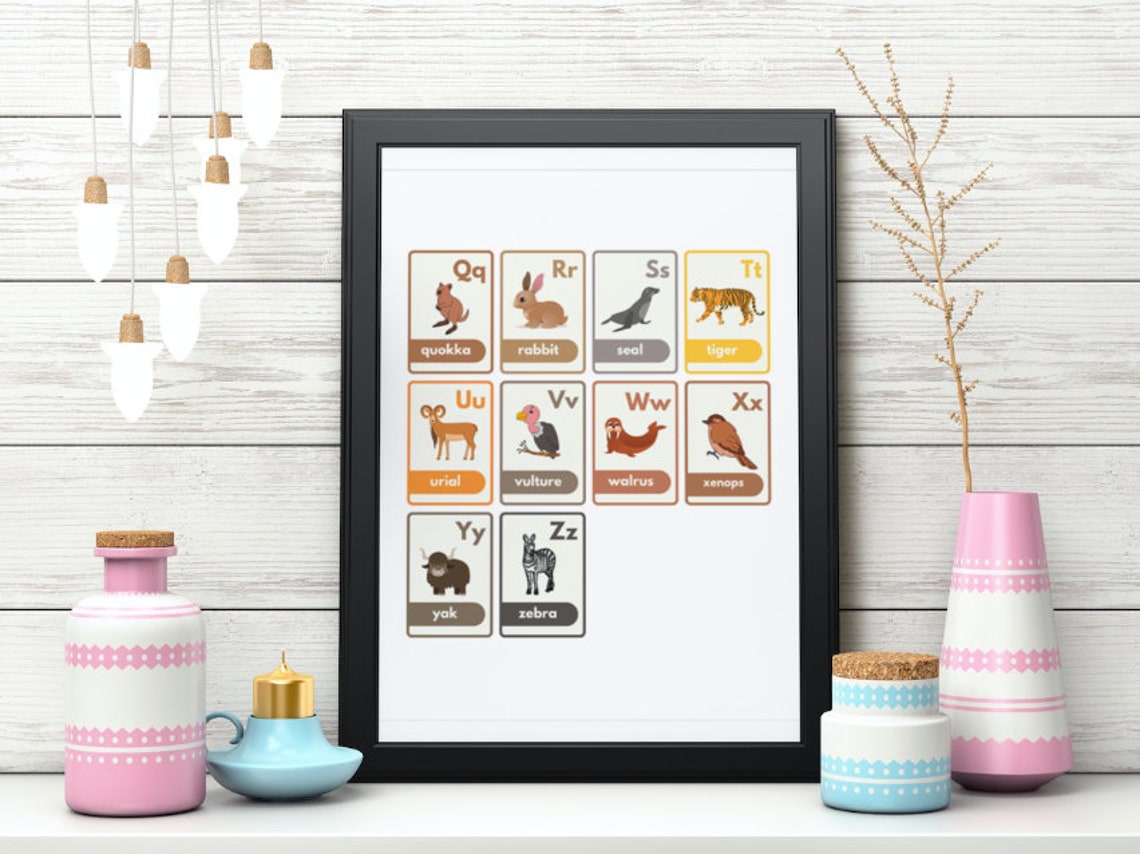 Printable Animals Alphabet Flashcards ABC Montessori - Etsy