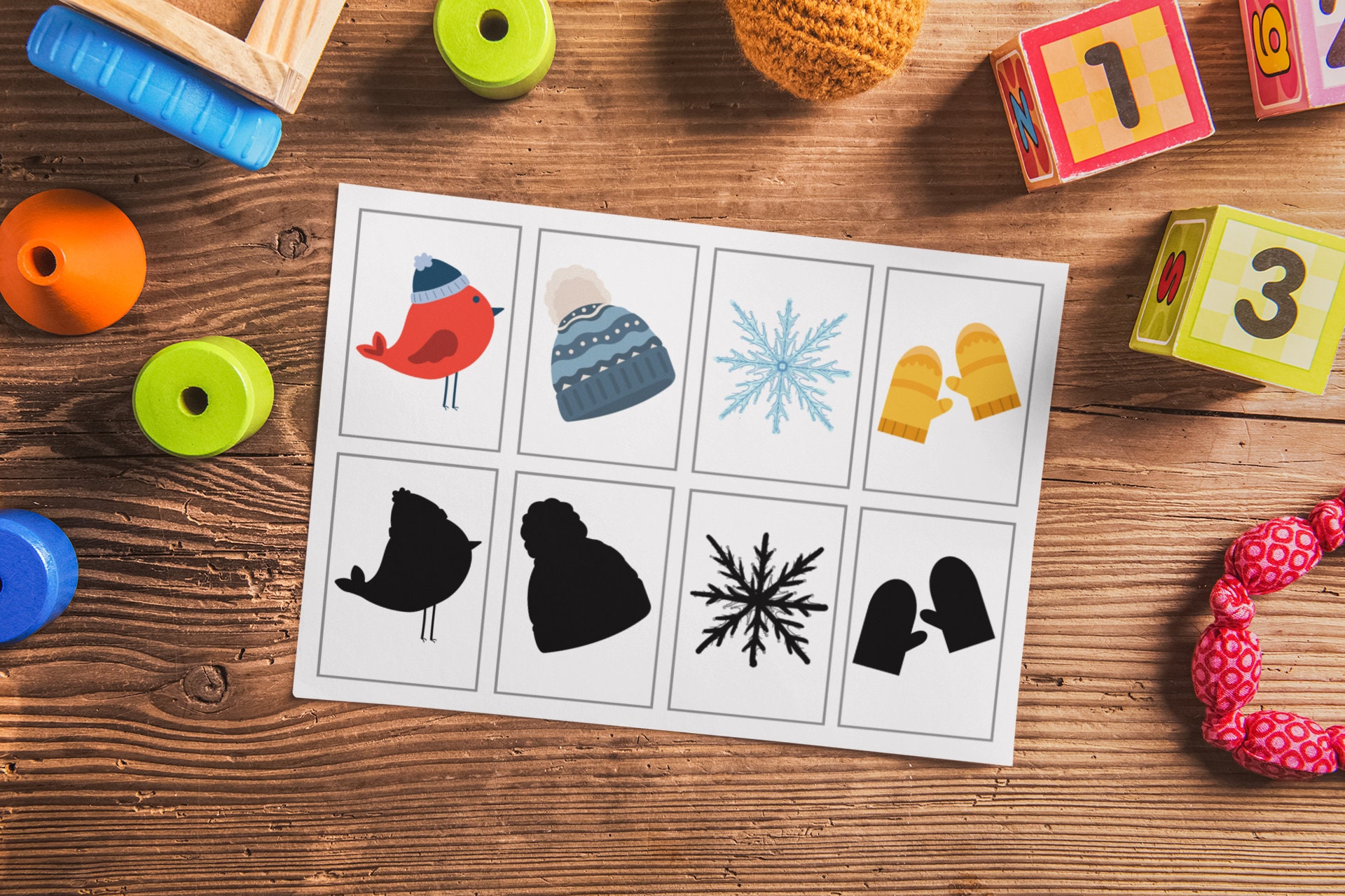 Montessori Winter Shadow Matching Cards 20 Set Printable Flashcards ...