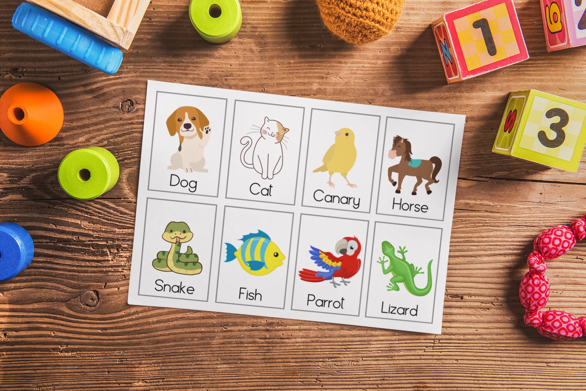 16 Printable Pet Animals Flashcard Cute Montessori Toys Learning ...