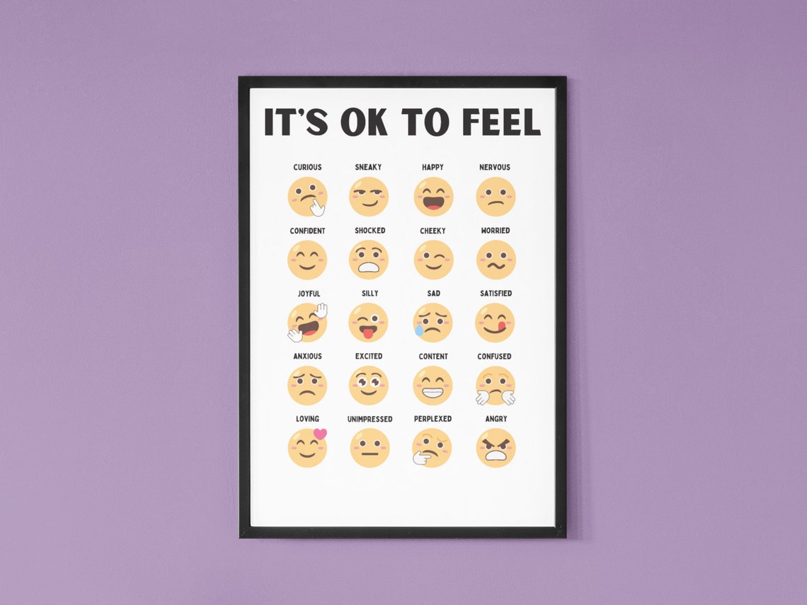 Printable Classroom Decor, Feelings Chart Poster, Wall Art Emotions ...