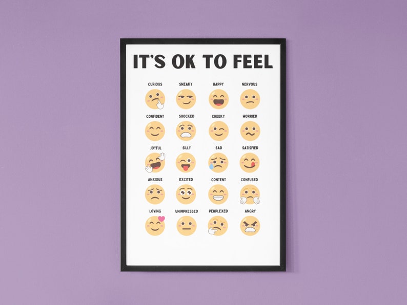 Printable Classroom Decor, Feelings Chart Poster, Wall Art Emotions ...