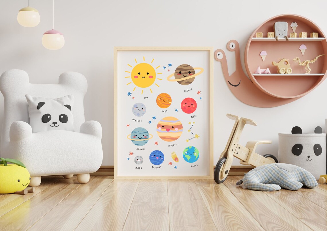 Printable Solar System Poster Cute Planets Classroom Decor Educational ...