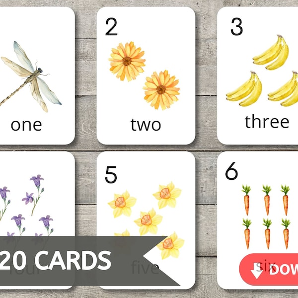 Printable Watercolor Nature Number Cards - Etsy