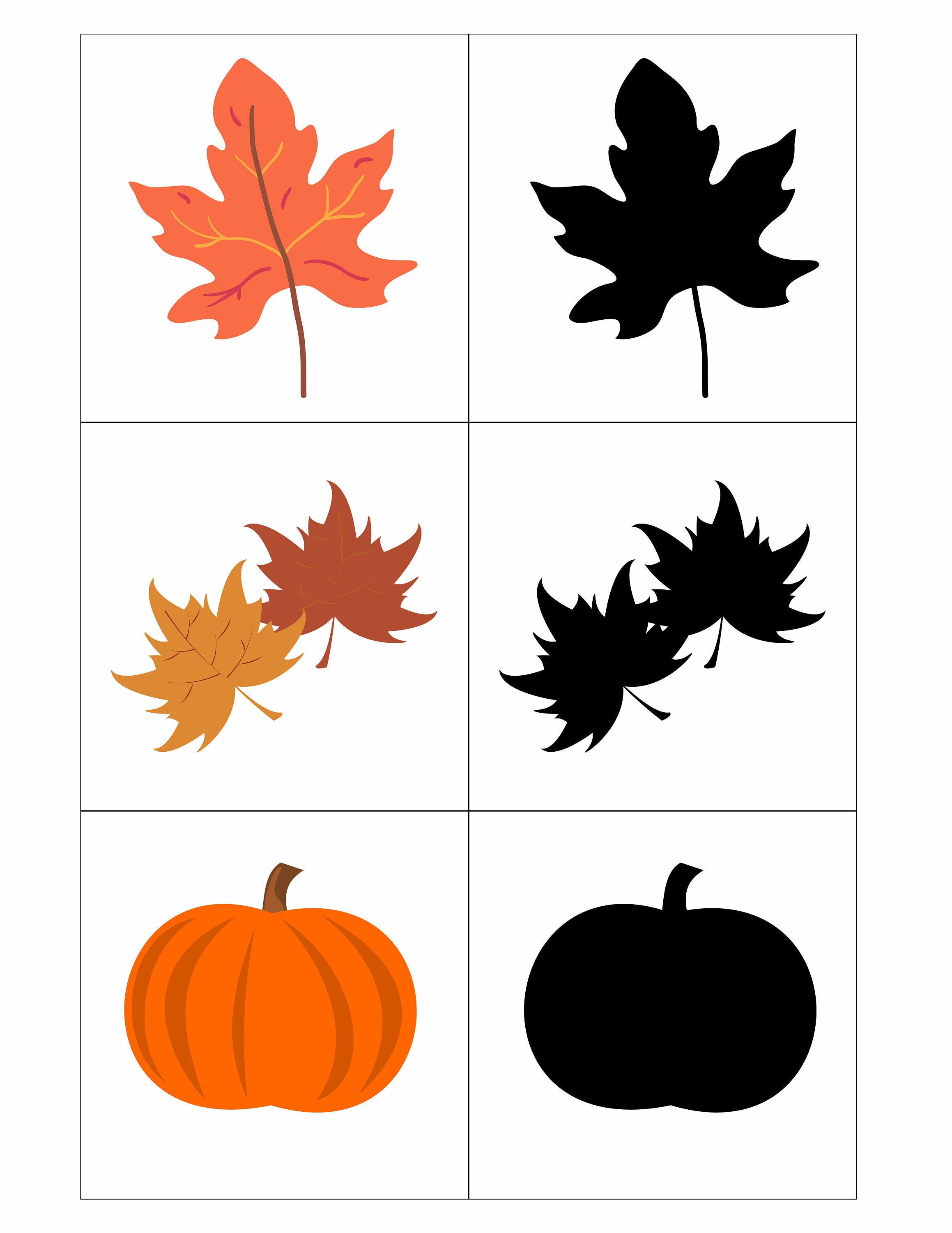 Printable Autumn Shadow Matching Leaf Cards Montessori - Etsy