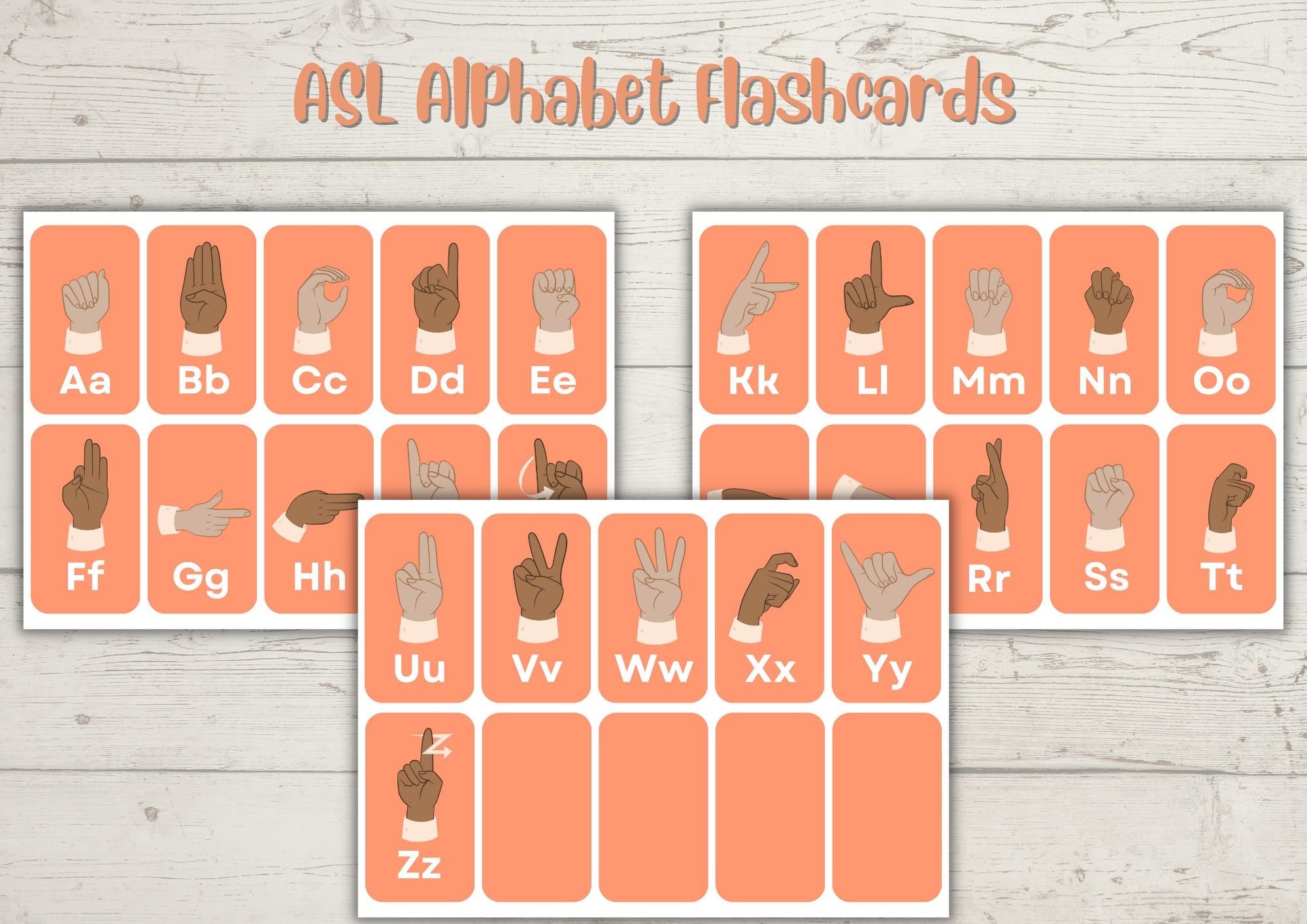 ASL Alphabet Flashcards Homeschool Printables Montessori - Etsy