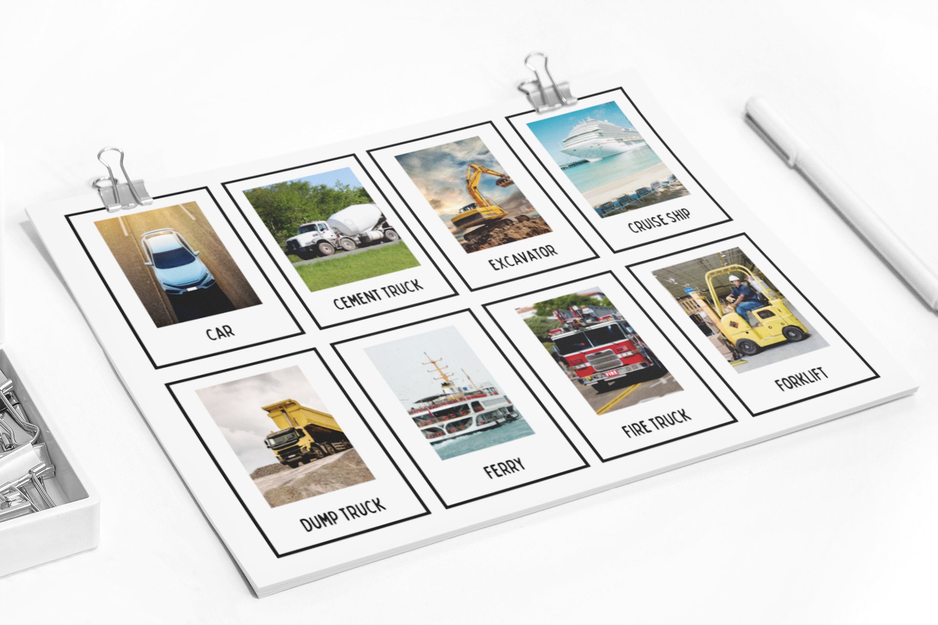 Printable Vehicles 46 Flashcards for Kids Transport Learning Flash ...