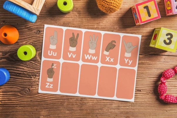 ASL Alphabet Flashcards Homeschool Printables Montessori - Etsy
