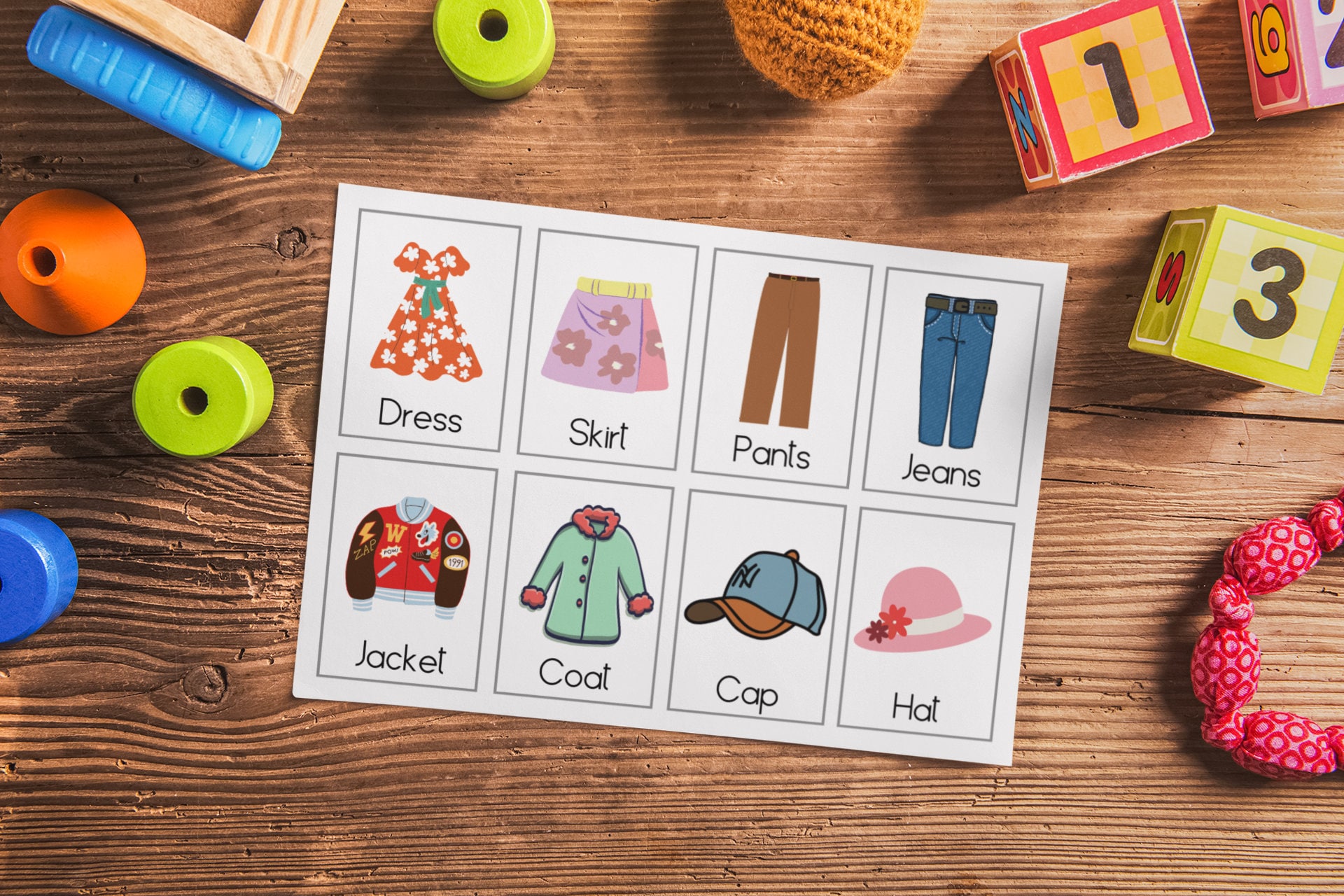 24 Clothes Flashcards Printable for Kids Montessori Clothing - Etsy ...