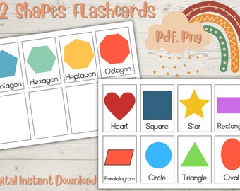 Printable Shapes Flash Cards - Etsy