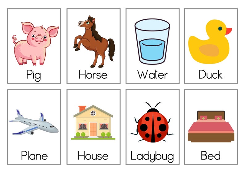 32 Printable First Words Flashcards Montessori Toys Games Learning Kids ...