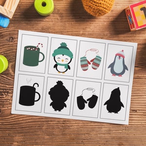Montessori Winter Shadow Matching Cards 20 Set Printable Flashcards ...