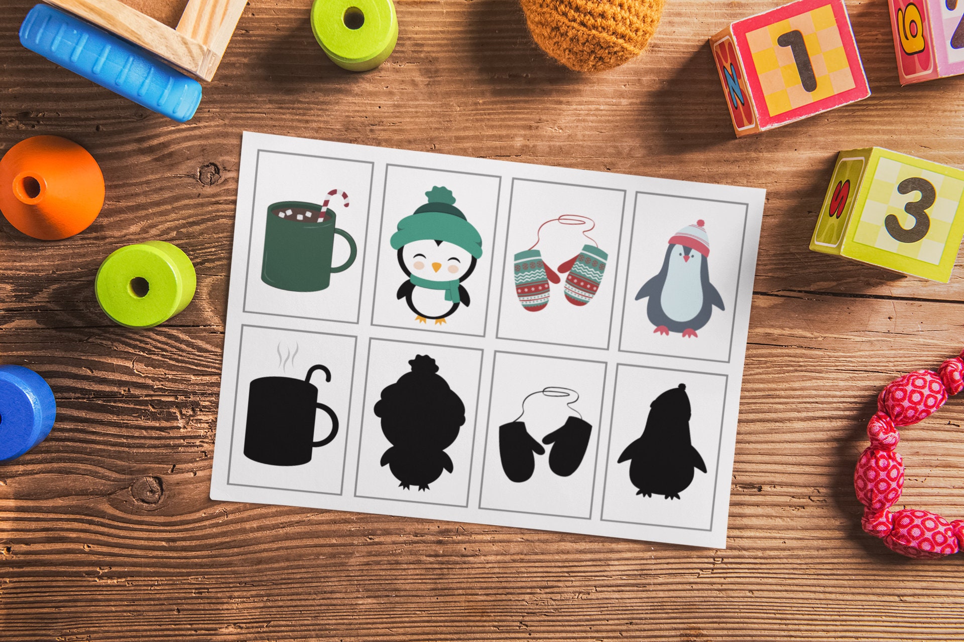 Montessori Winter Shadow Matching Cards 20 Set Printable Flashcards ...