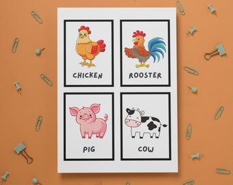 Printable Animals Alphabet Flashcards ABC Montessori - Etsy