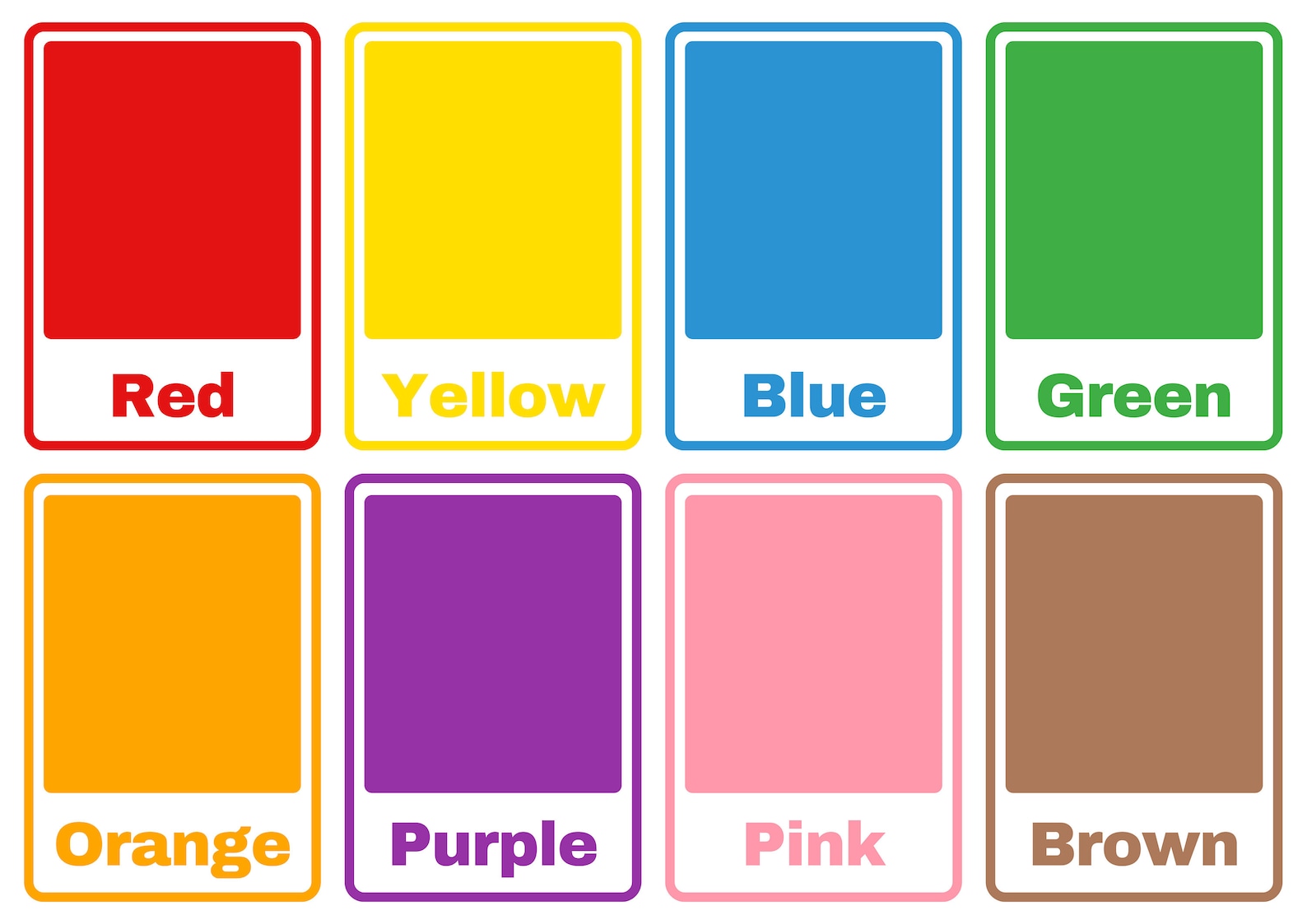 Colors Flashcards Printable for Kids Montessori Cards Learning - Etsy