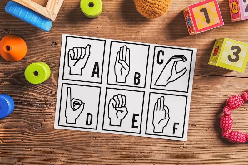 Printable ASL Alphabet Sign Language Letters and Numbers 0-9 Flashcard ...