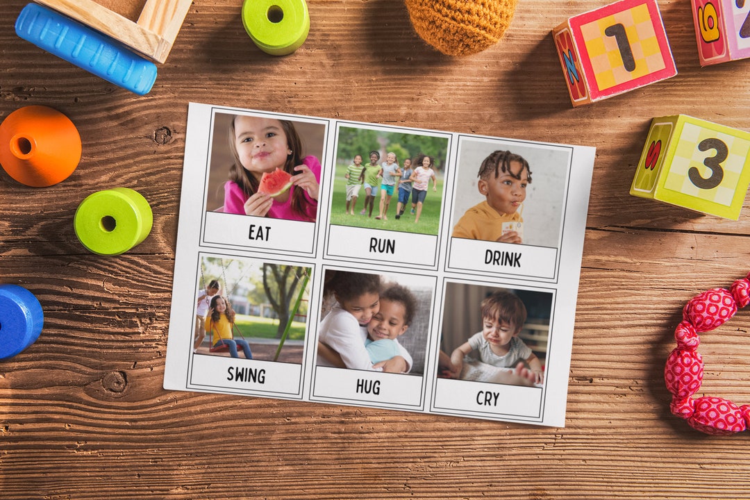 30 Printable Verbs Flashcards Real Photo Pictures Kids Montessori ...