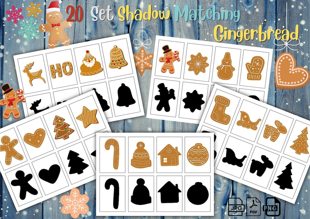 Montessori Printable Christmas Shadow Matching Cards Lebkuchen - Etsy ...