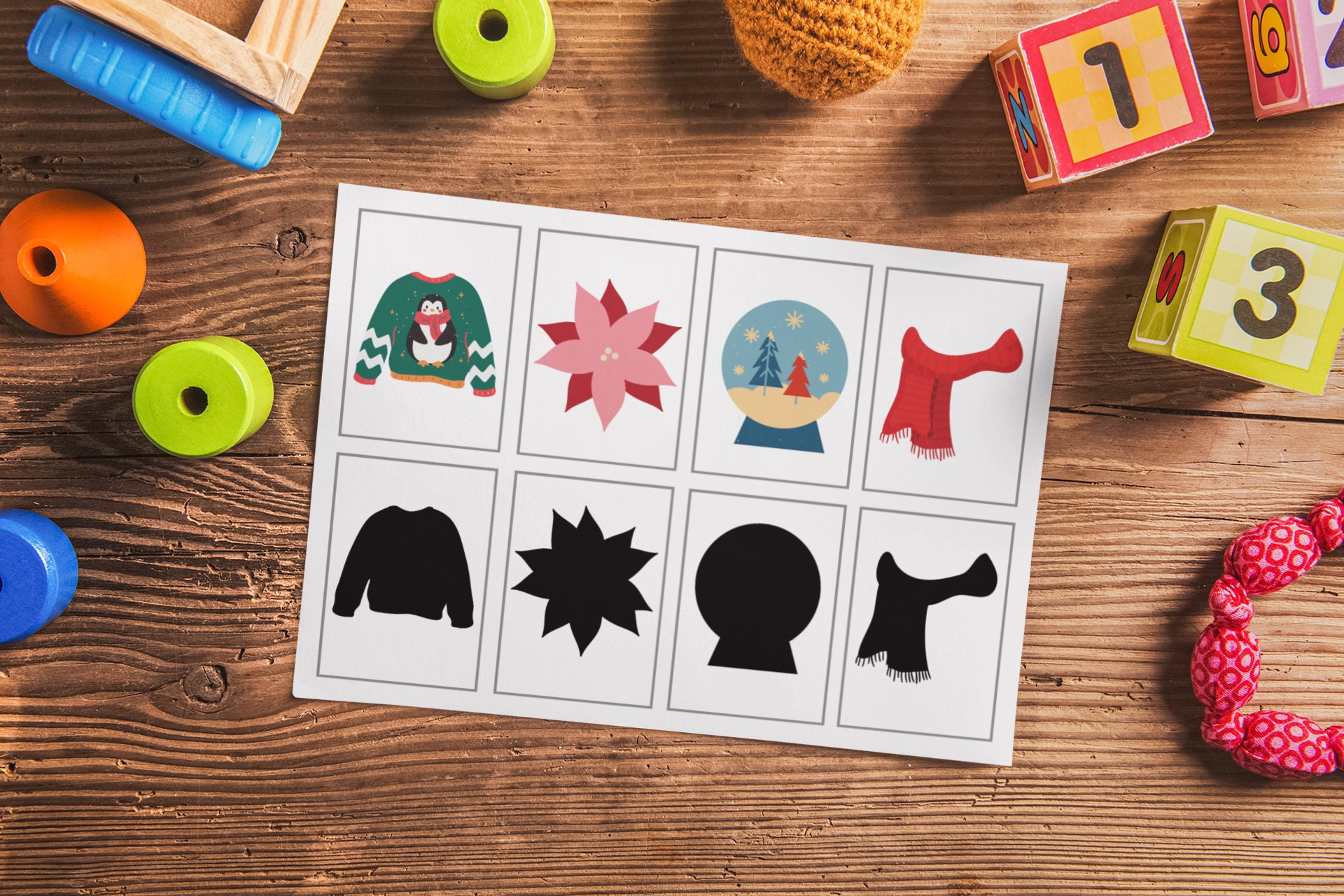 Montessori Winter Shadow Matching Cards 20 Set Printable Flashcards ...