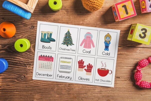 16 Printable Winter Flashcards Kids Montessori Cards Toys Preschool ...