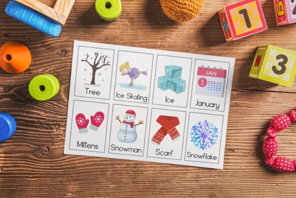 16 Printable Winter Flashcards Kids Montessori Cards Toys Preschool ...
