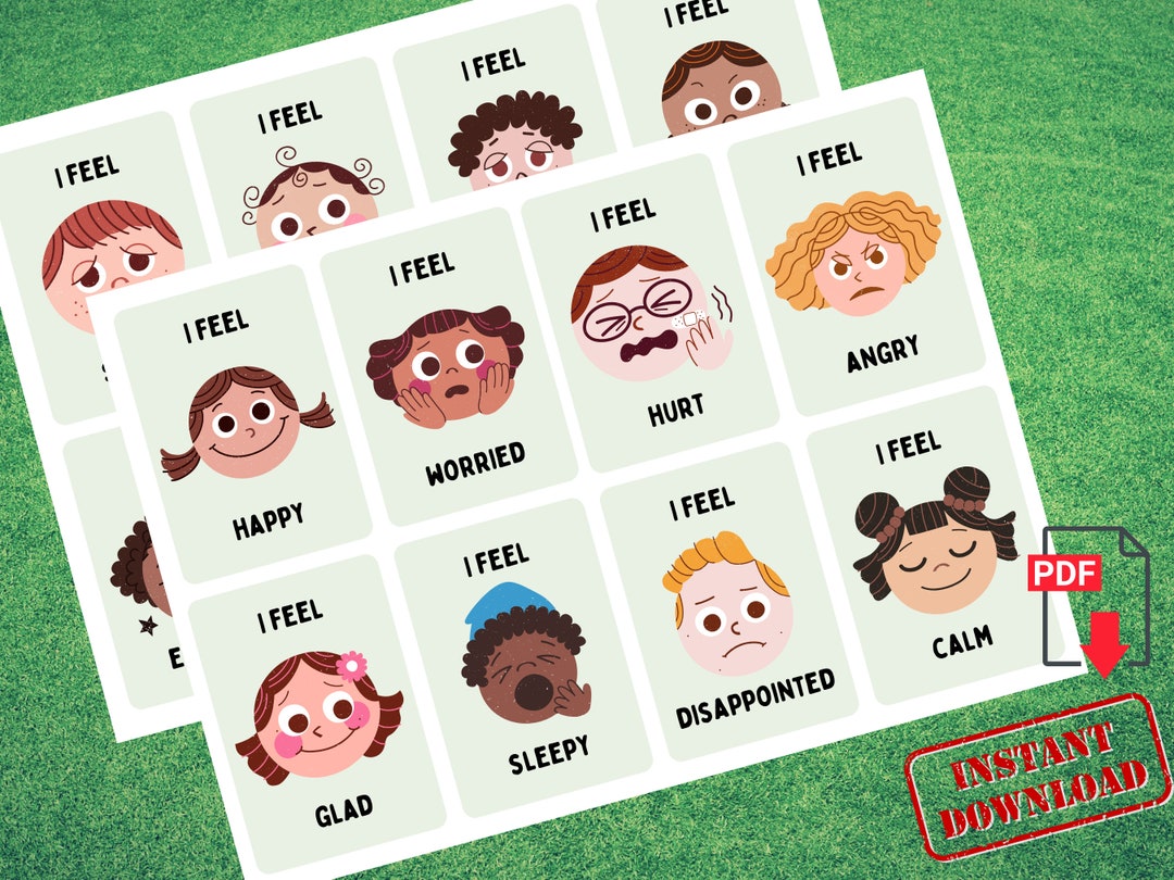 16 Printable Emotion Flashcard Sheets Feelings Flash Card - Etsy New Zealand