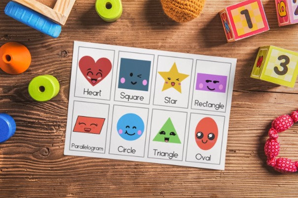 12 Cute Shape Flashcards Printable for Kids Montessori Flash Cards ...